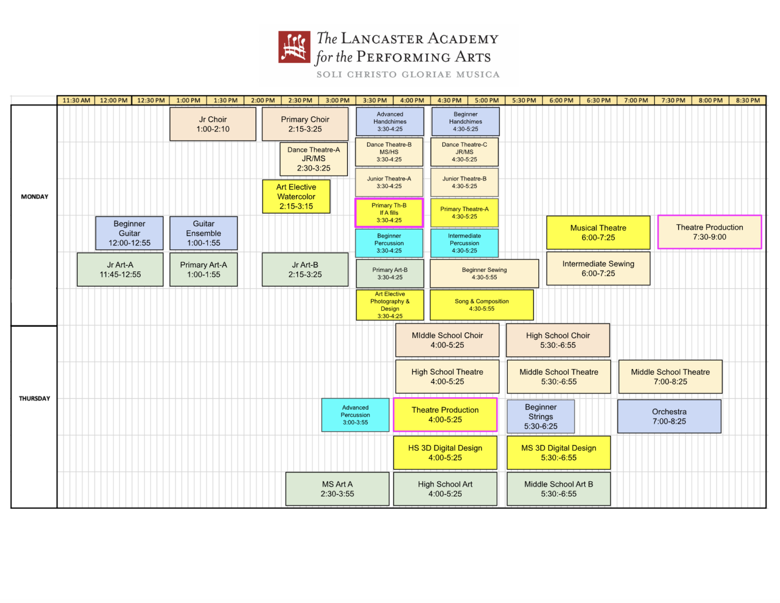 Calendar | Schedule - The Lancaster Academy for the Performing Arts